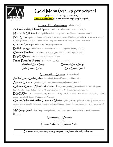 Private Dining | 7 West Bistro