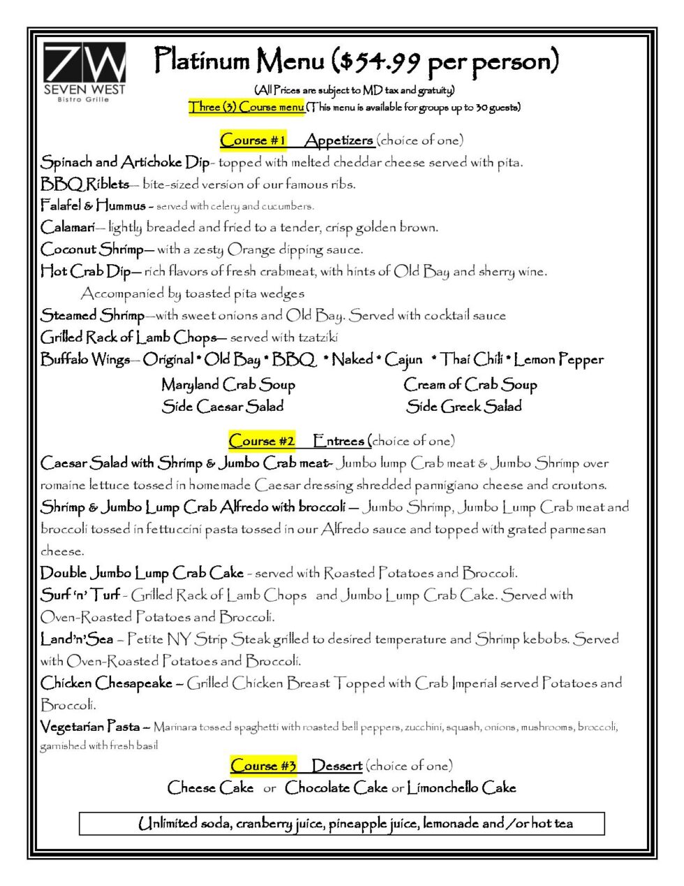 Private Dining | 7 West Bistro