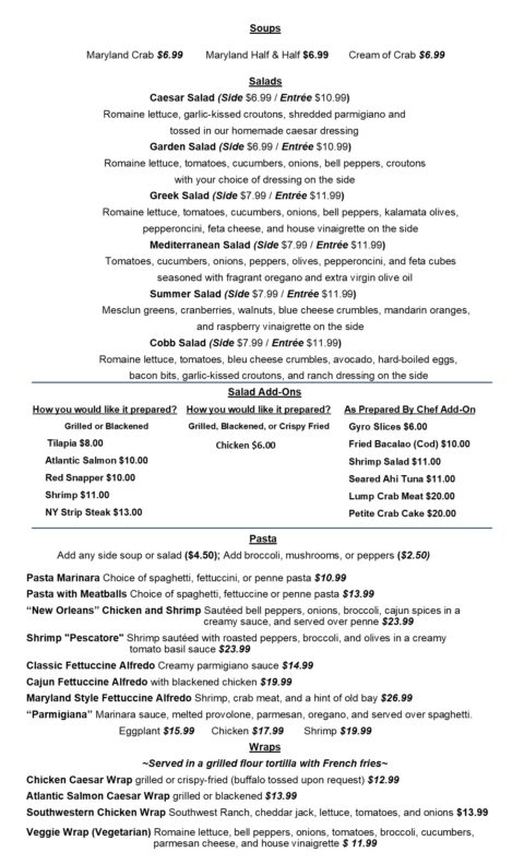 All Day Menu | 7 West Bistro