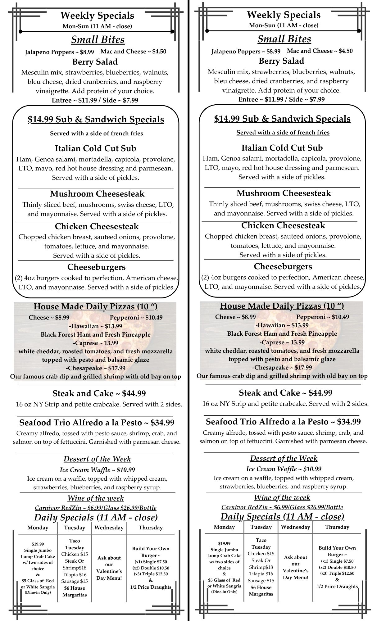 All Day Menu | 7 West Bistro