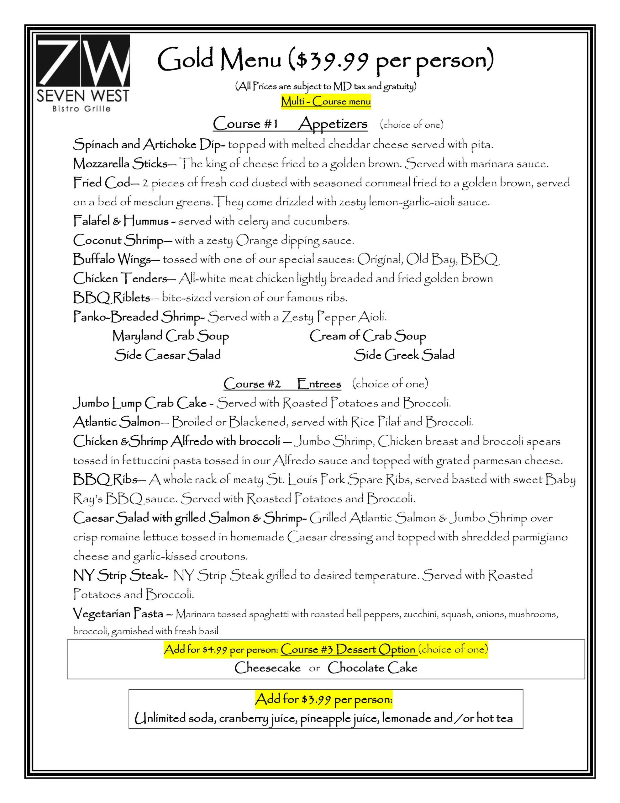 Private Dining | 7 West Bistro