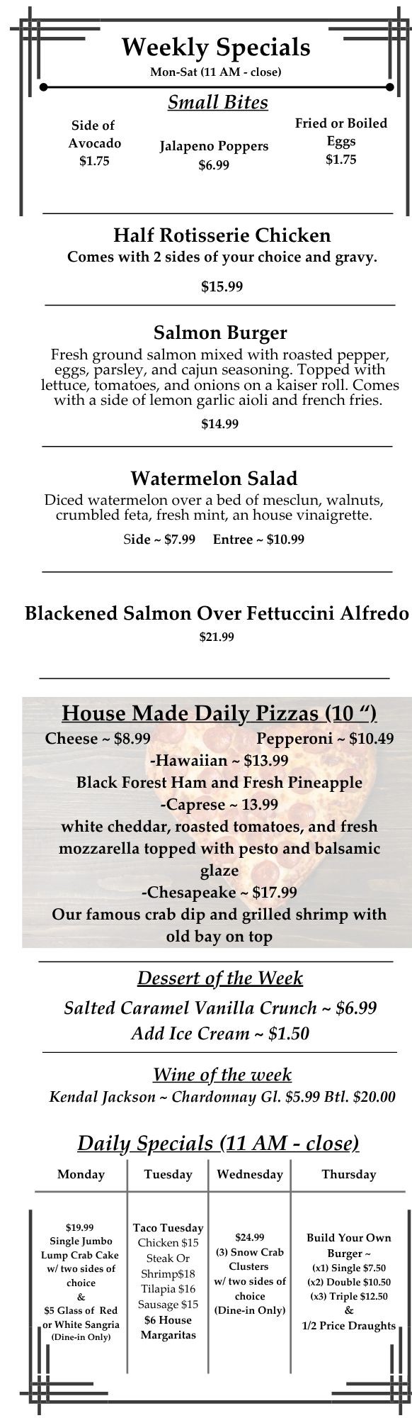 All Day Menu | 7 West Bistro